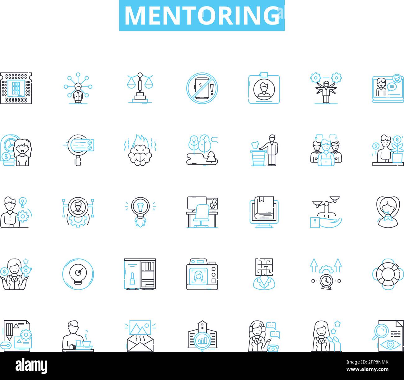 Mentoring Linear Icons Set Learning Guidance Coaching Support