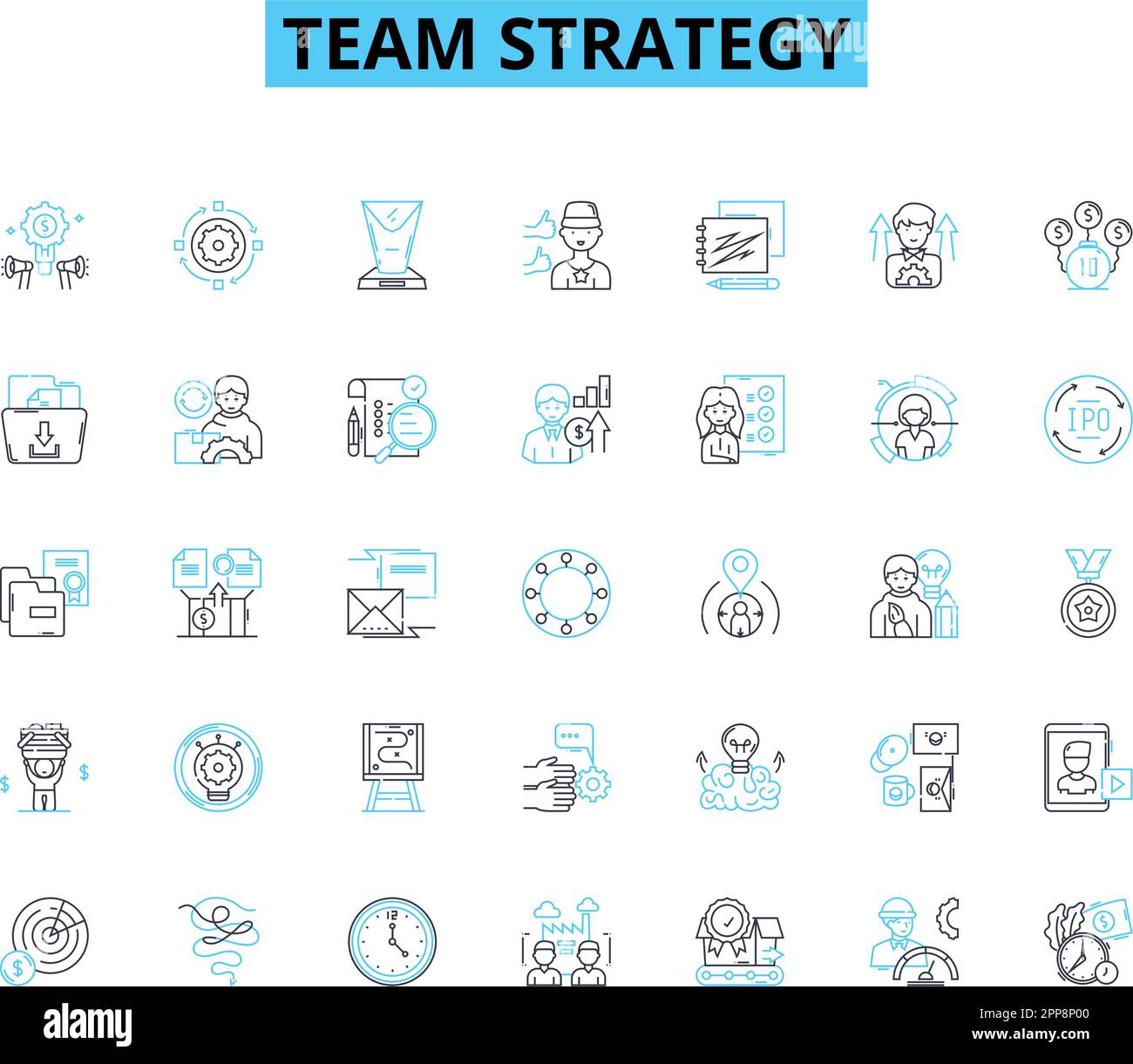 Team Strategy Linear Icons Set Collaboration Unity Synergy Cohesion Consensus Alignment