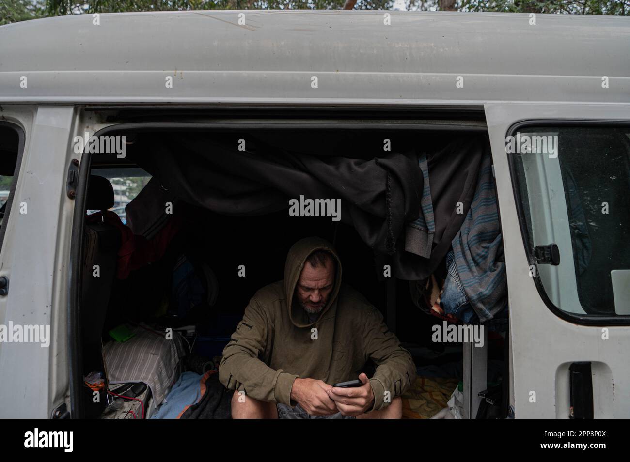 Homeless man Sean Pearce, 50, poses for a photograph in the Dee Why ...