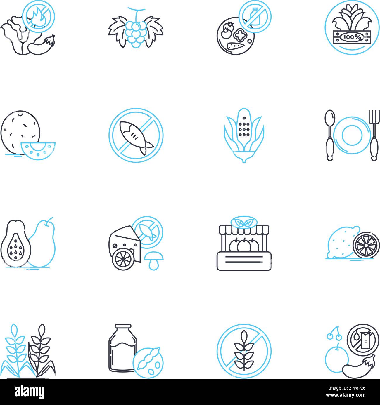 Gluten-free linear icons set. Celiac, Wheat, Condition, Diet, Free ...