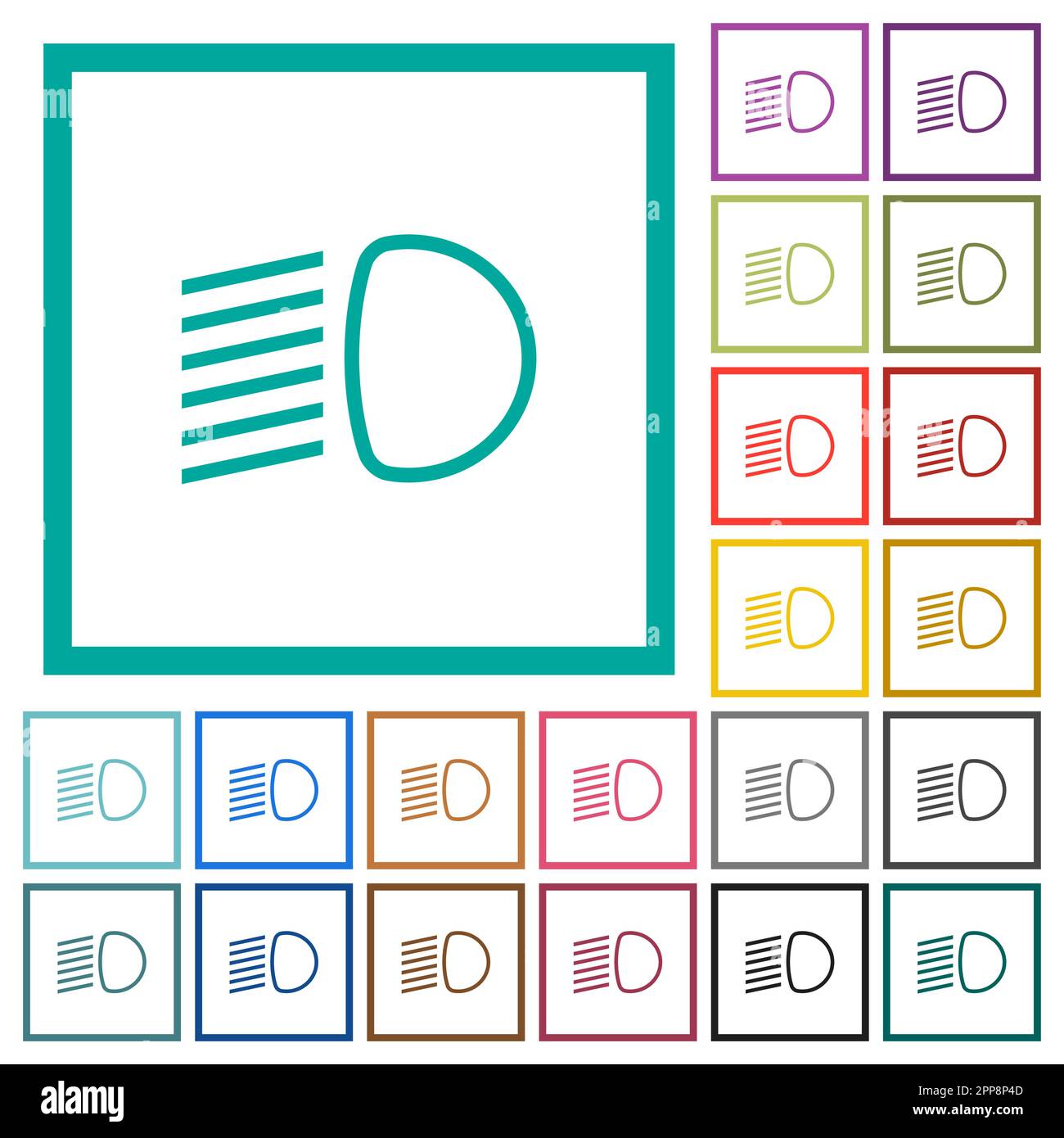 Dipped beam lights flat color icons with quadrant frames on white background Stock Vector Image ...