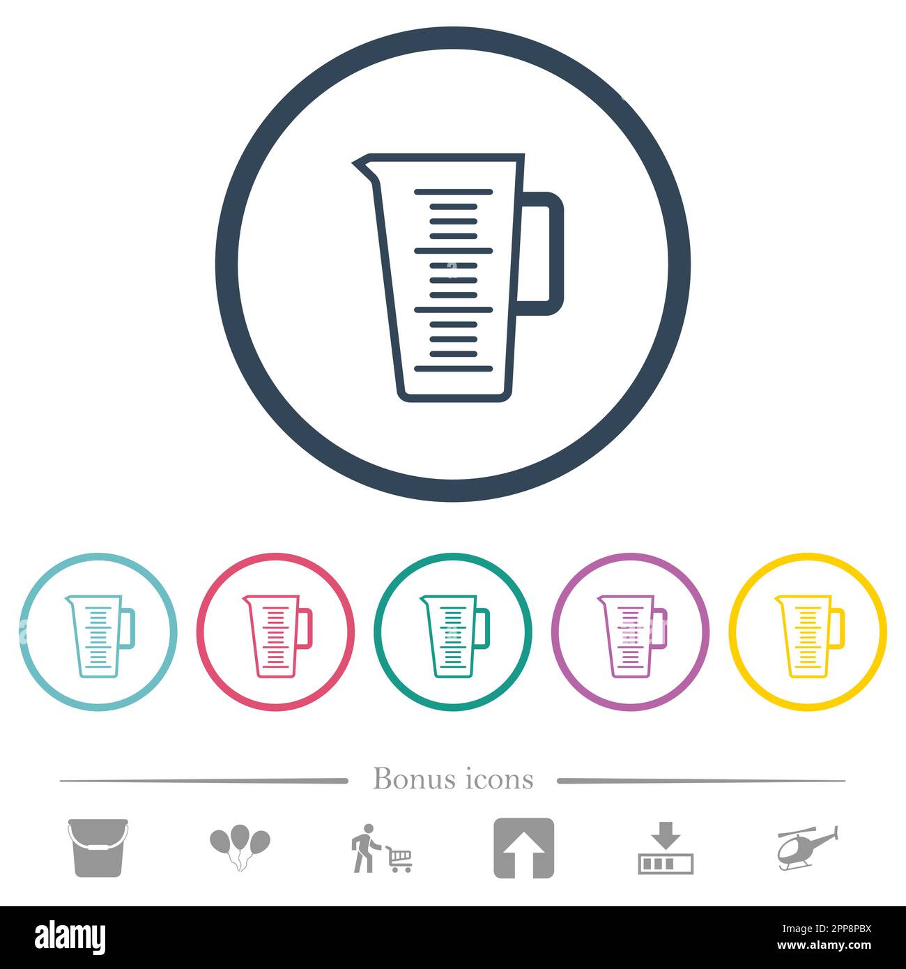 Measuring cup outline flat color icons in round outlines. 6 bonus icons included Stock Vector ...