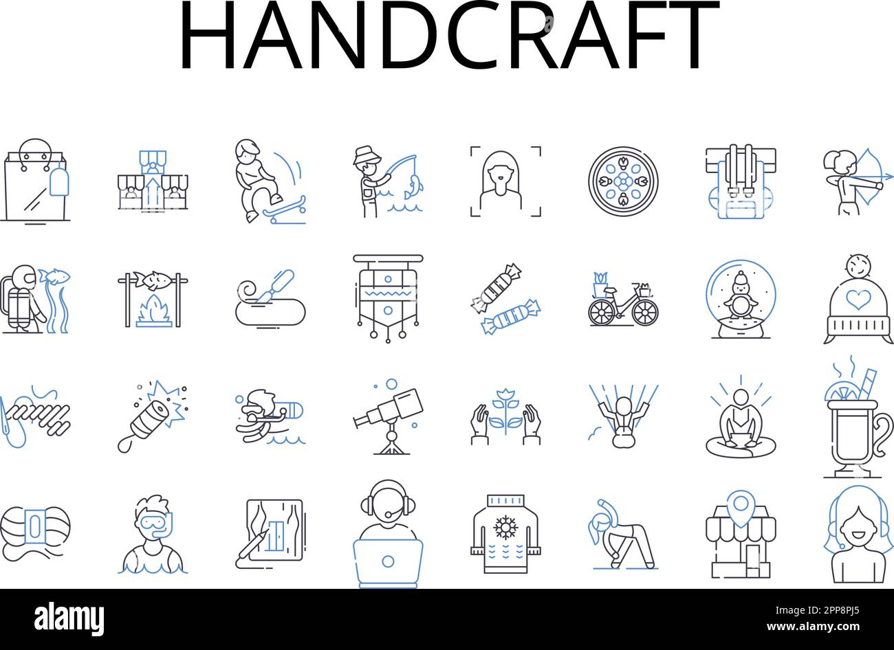 Handcraft line icons collection. Artisanal, Bespoke, Hand-made, Man ...