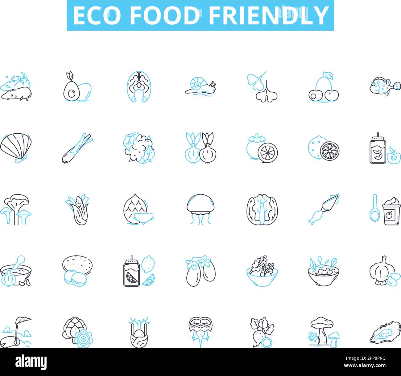 Eco food friendly linear icons set. Sustainable, Organic, Locally ...