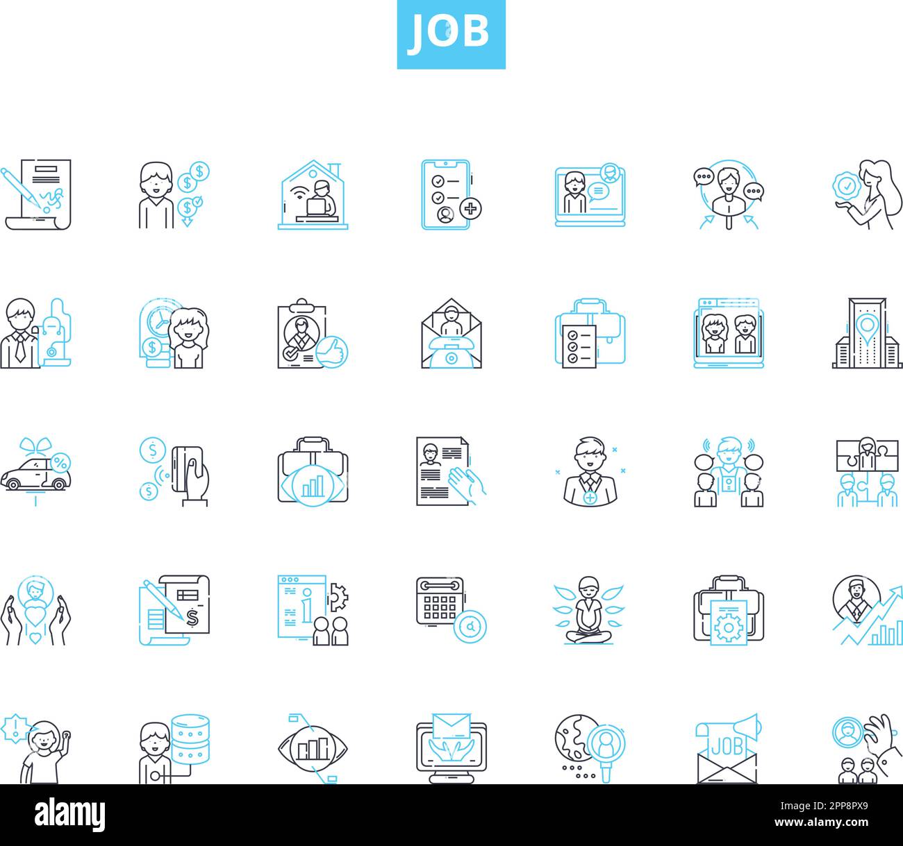Job linear icons set. Career, Occupation, Employment, Position ...