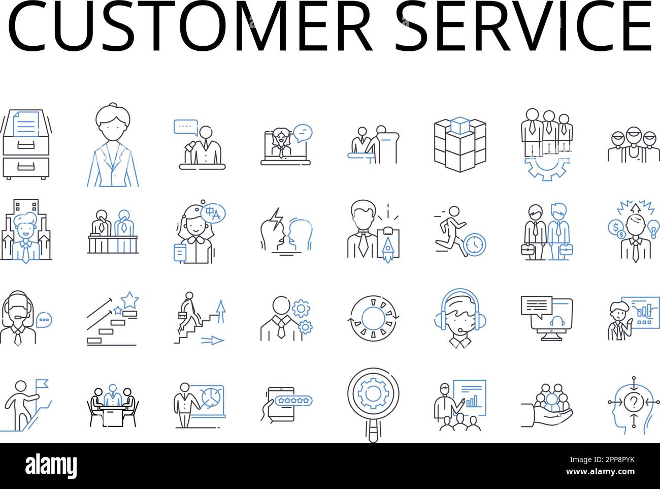 Customer Service Line Icons Collection Client Relations Customer