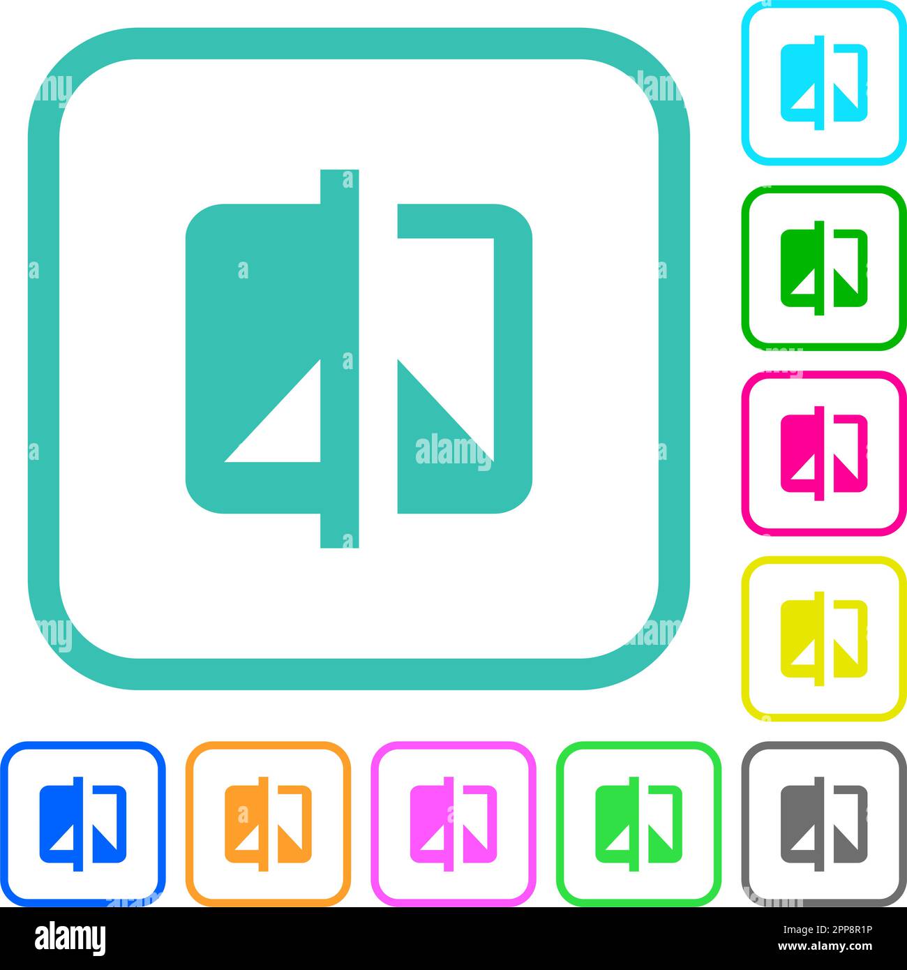 Invert theme vivid colored flat icons in curved borders on white ...