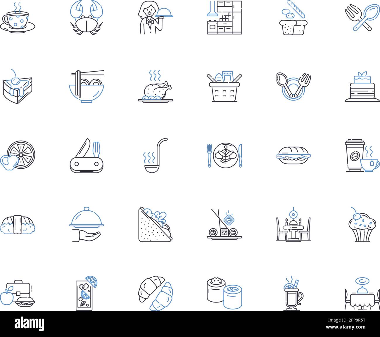 Food establishment line icons collection. Restaurant, Cafe, Bistro ...