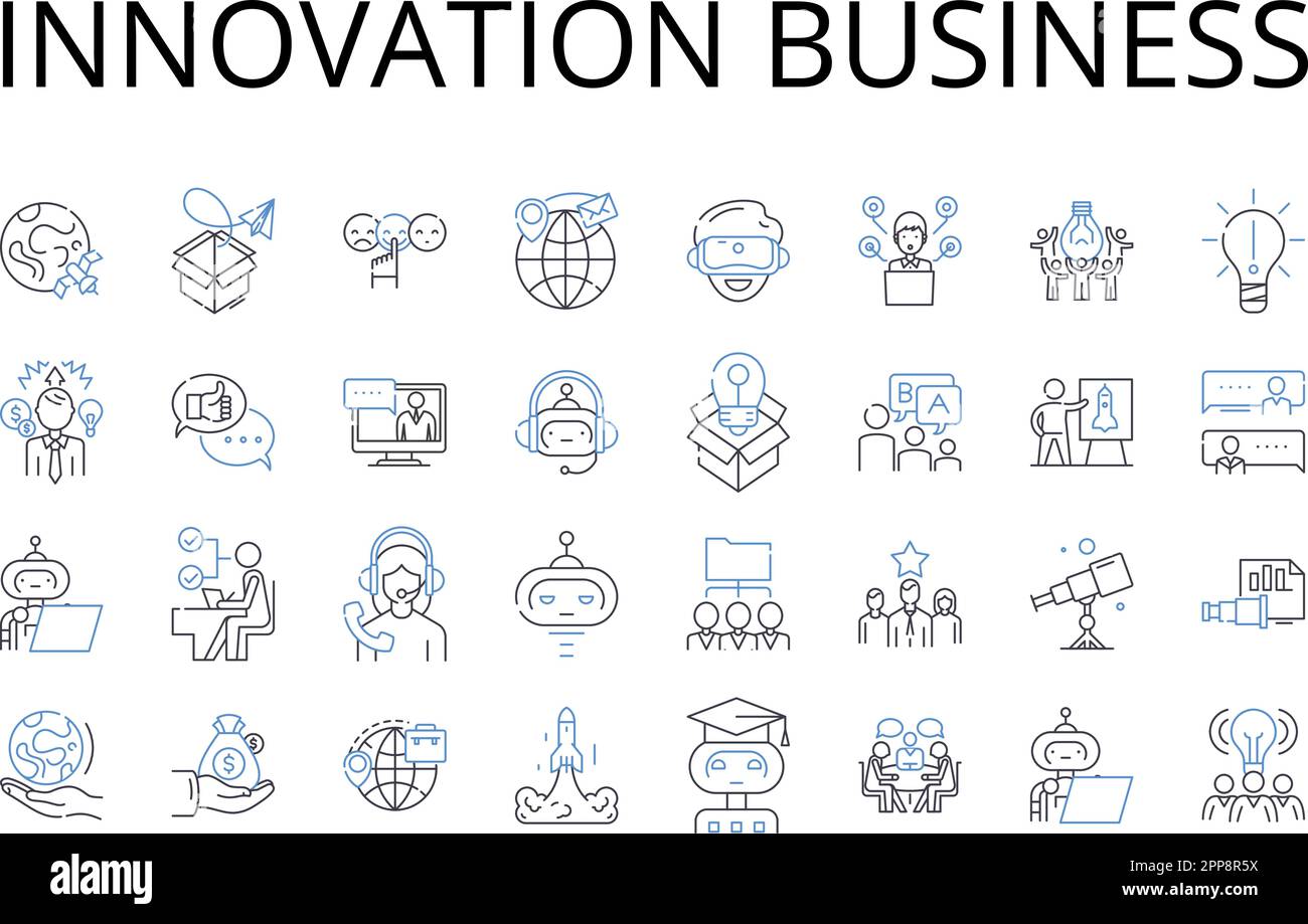 Innovation Business Line Icons Collection Creativity Design