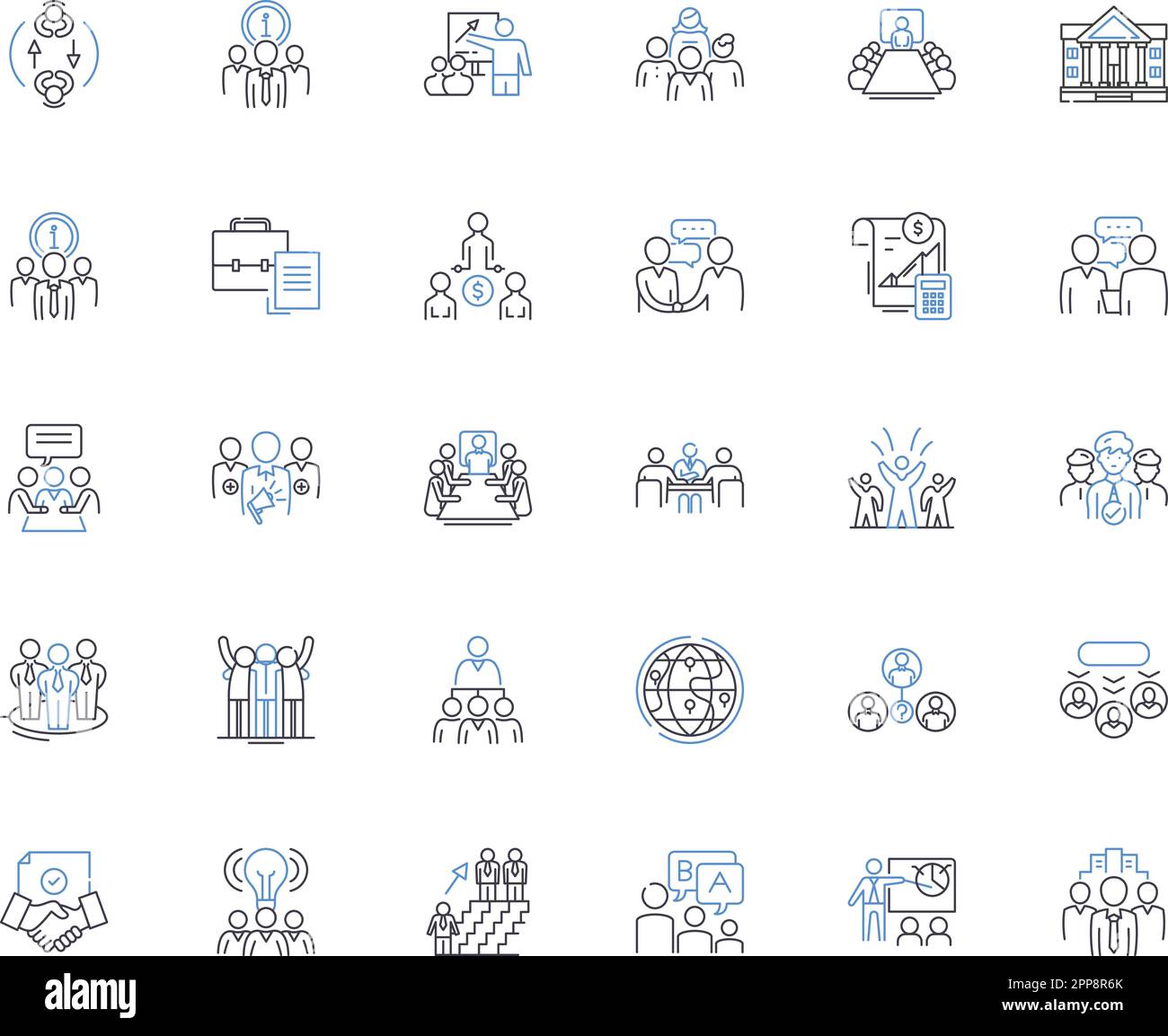 Corporate framework line icons collection. Structure, Policies, Guidelines, Procedures ...