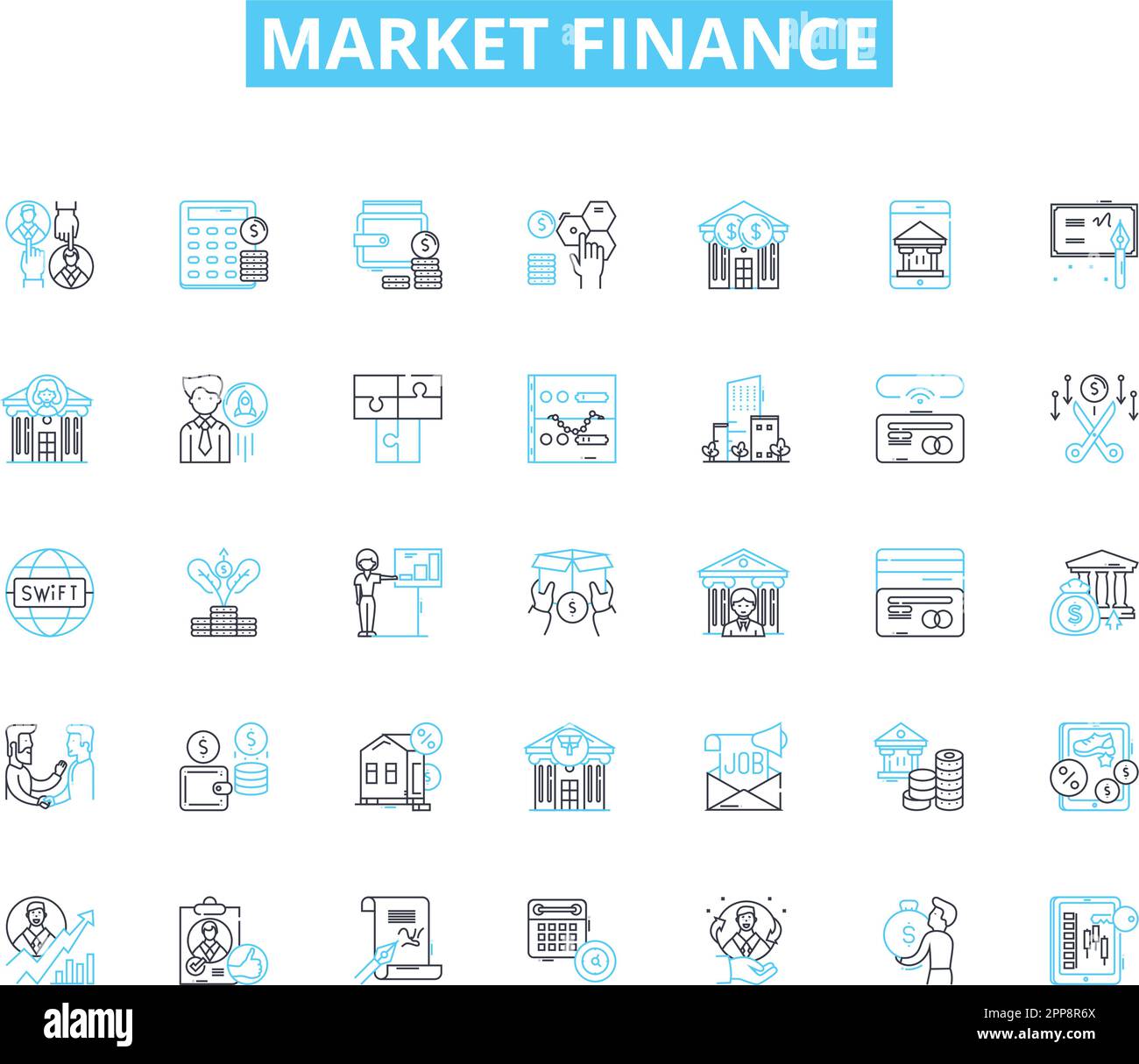 market finance linear icons set. Investments, Securities, Stocks, Bonds ...