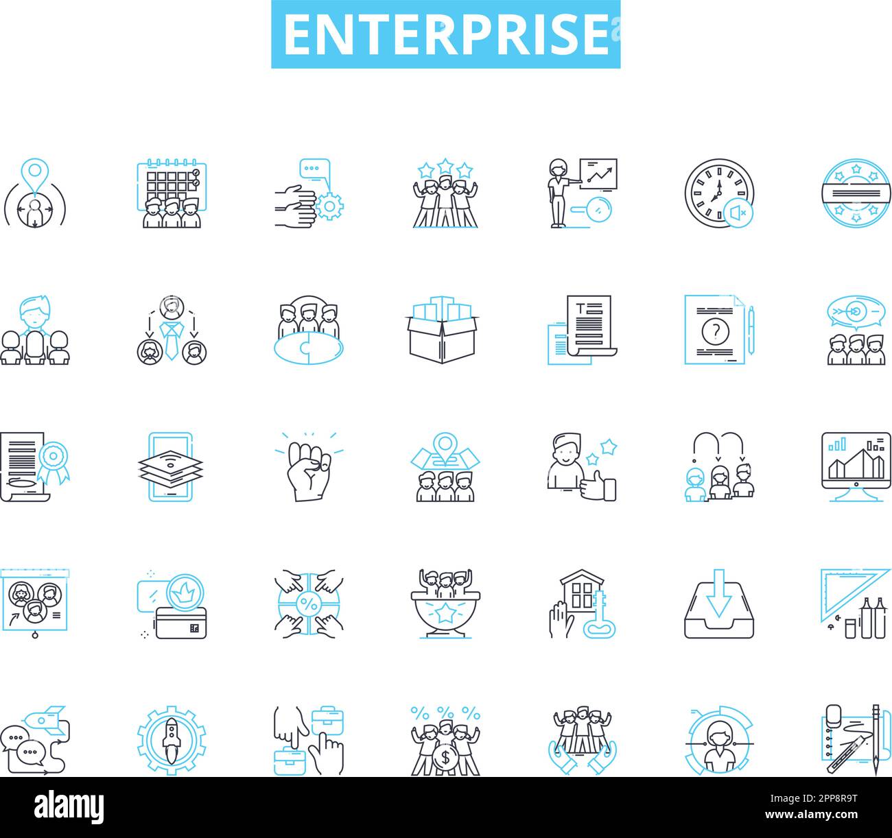 Enterprise linear icons set. Innovation, Profitability, Growth ...