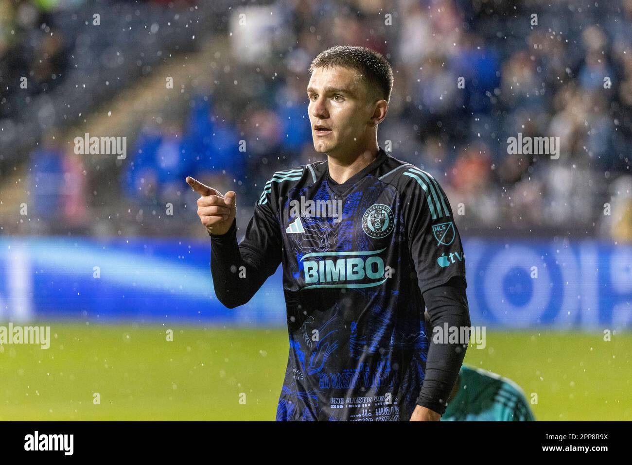 Philadelphia Union forward Mikael Uhre gestures after he scored against ...