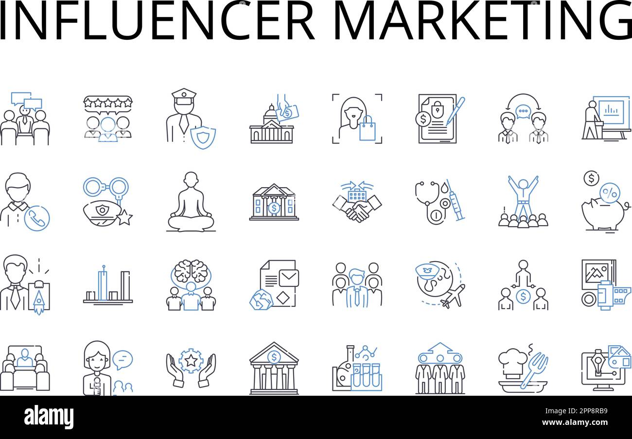 Influencer Marketing line icons collection. Content Strategy, Digital ...