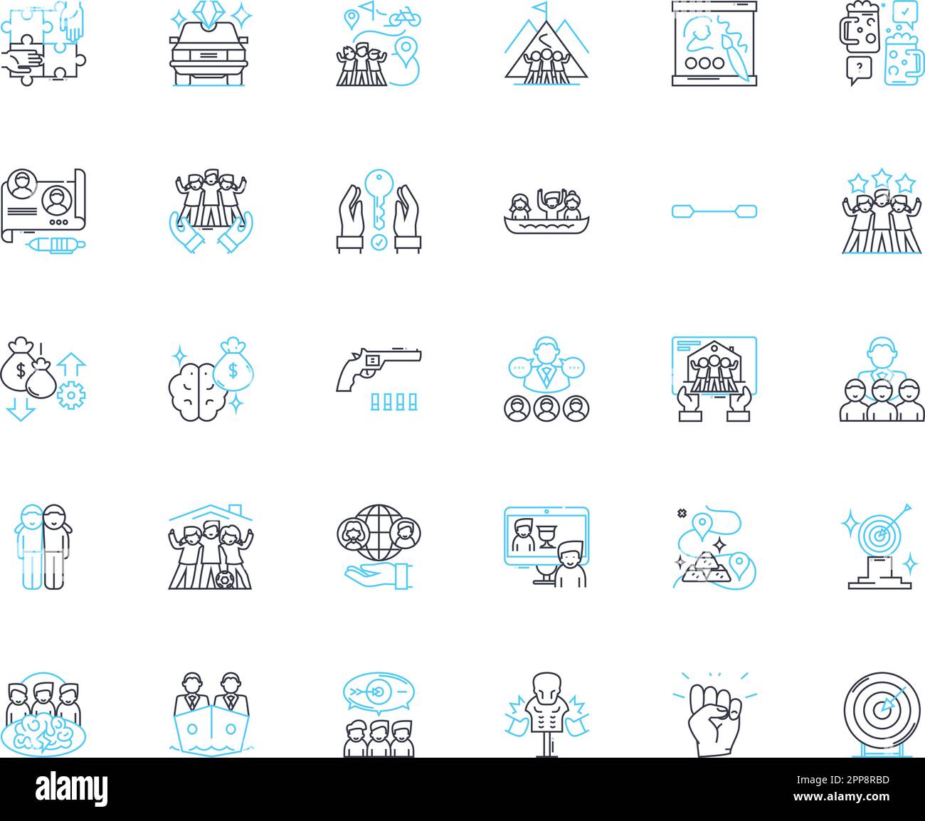 Township linear icons set. Community, Suburb, Municipality, Township ...