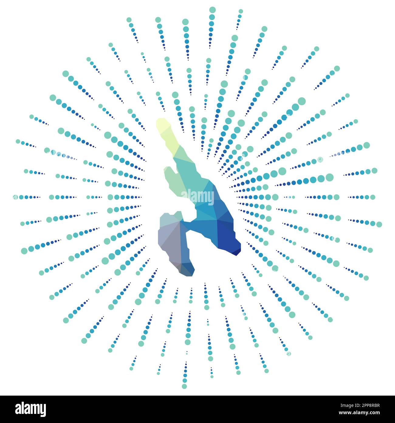 Shape of Ko Phi Phi, polygonal sunburst. The island illustration in ...