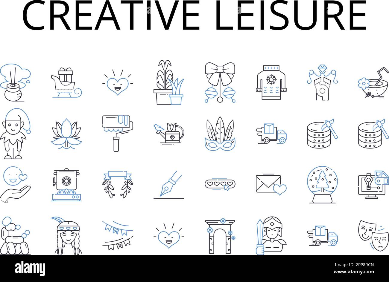 Creative leisure line icons collection. Productive pastime, Artistic ...