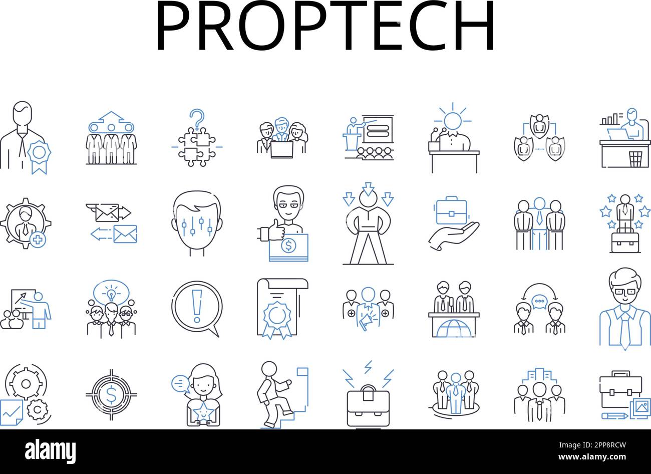 Proptech line icons collection. Property technology, Real estate tech ...