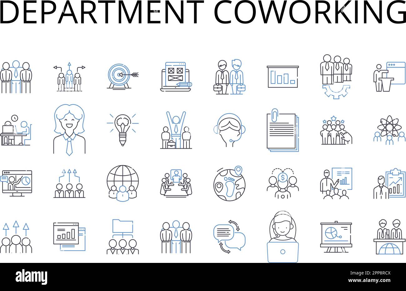 Department Coworking Line Icons Collection Business Collaboration Workplace Collaboration