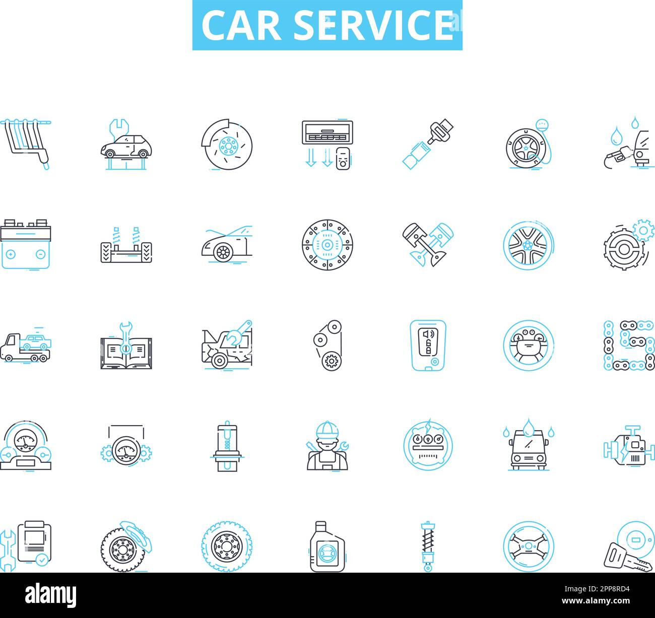 Car Service linear icons set. Maintenance, Repairs, Tune-ups ...