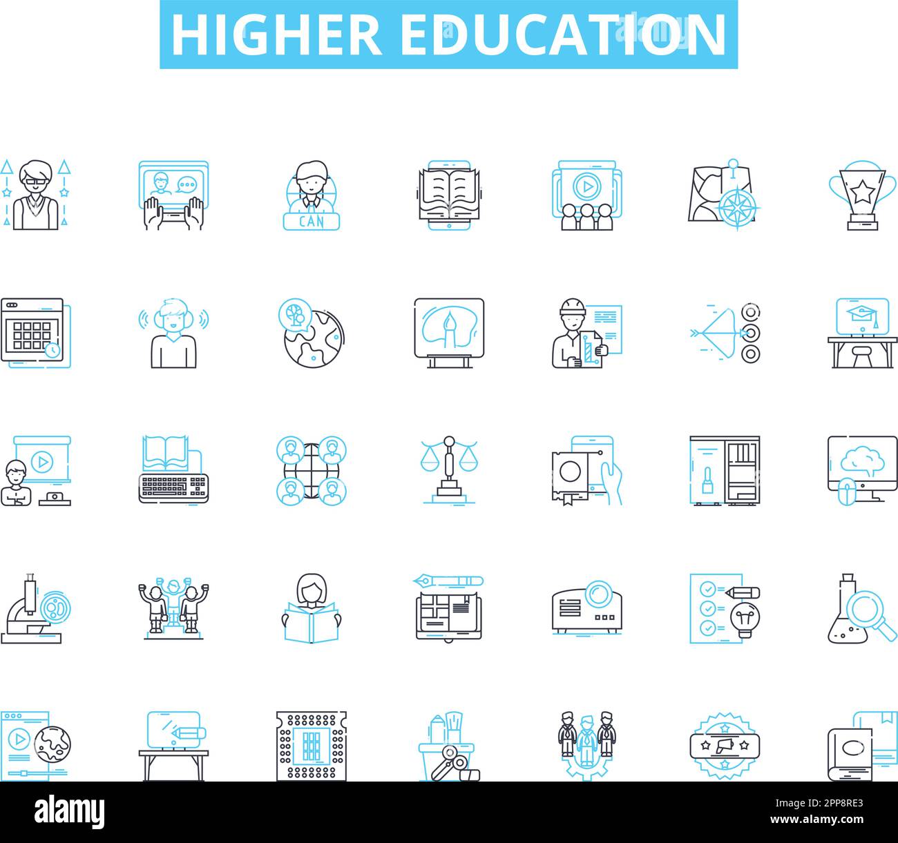 Higher education linear icons set. Learning, Knowledge, Courses ... Higher education linear icons set. Learning, Knowledge, Courses ...