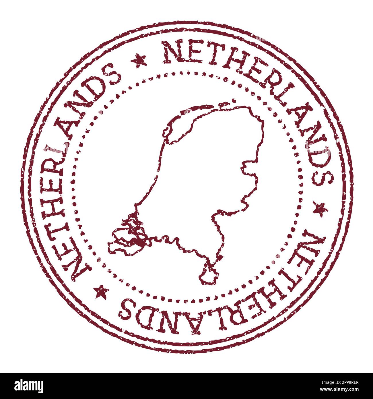 Netherlands round rubber stamp with country map. Vintage red passport ...