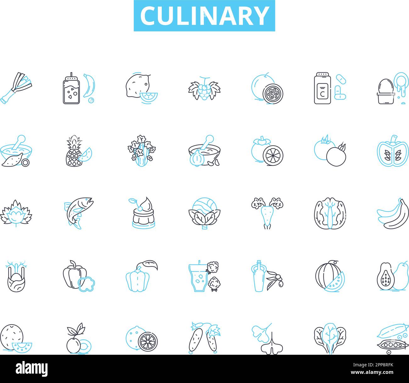 Culinary linear icons set. Gourmet, Spicy, Savory, Comforting, Ethnic ...