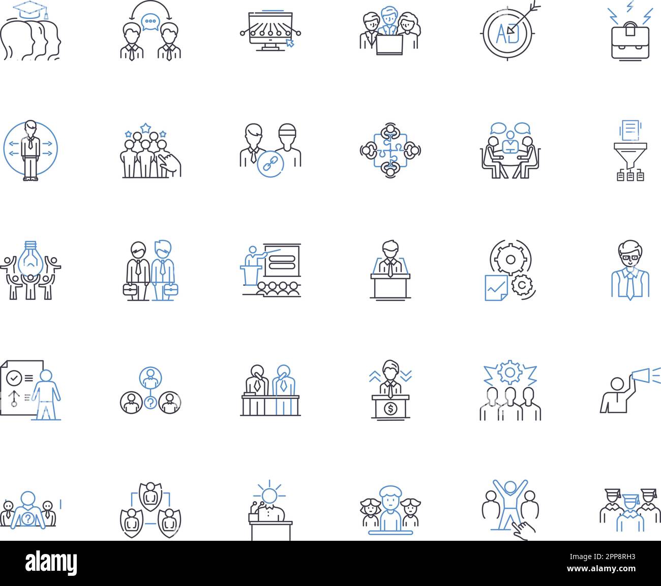 Corporate ownership line icons collection. Conglomerate, Acquisitions ...