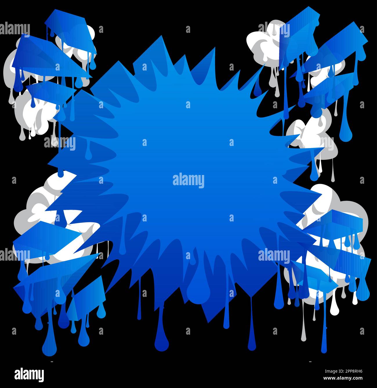 Blue and white Speech Bubble Graffiti on black Background. Urban ...