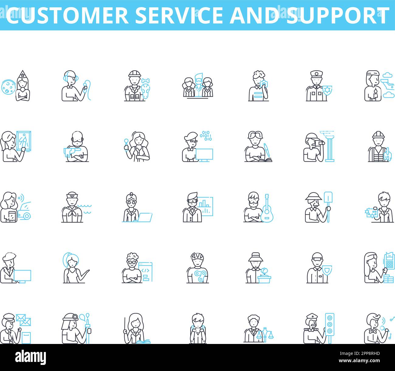 Customer service and support linear icons set. Satisfaction, Empathy ...