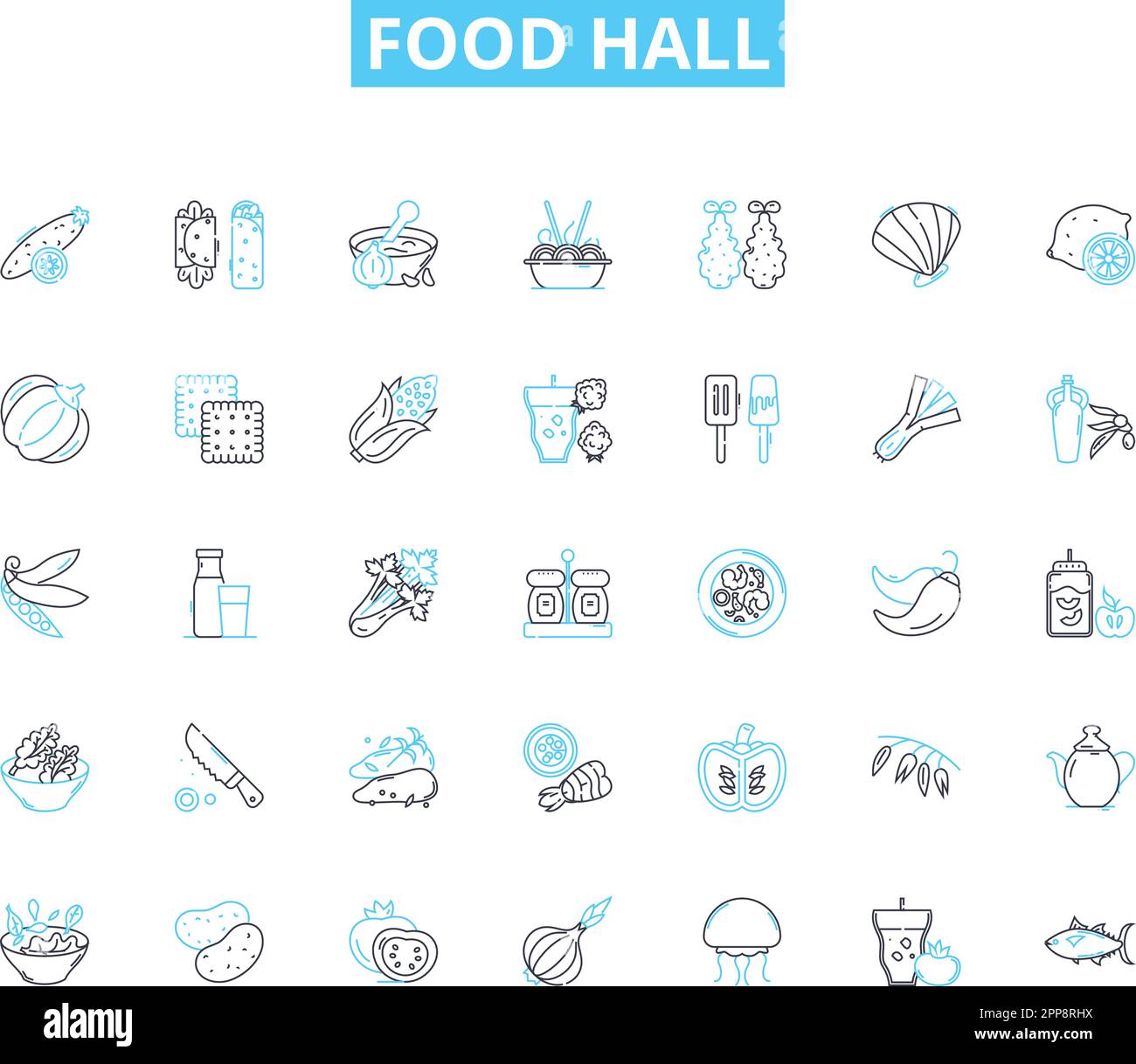 Food hall linear icons set. Variety, Cuisine, Foodie, Gourmet, Local ...