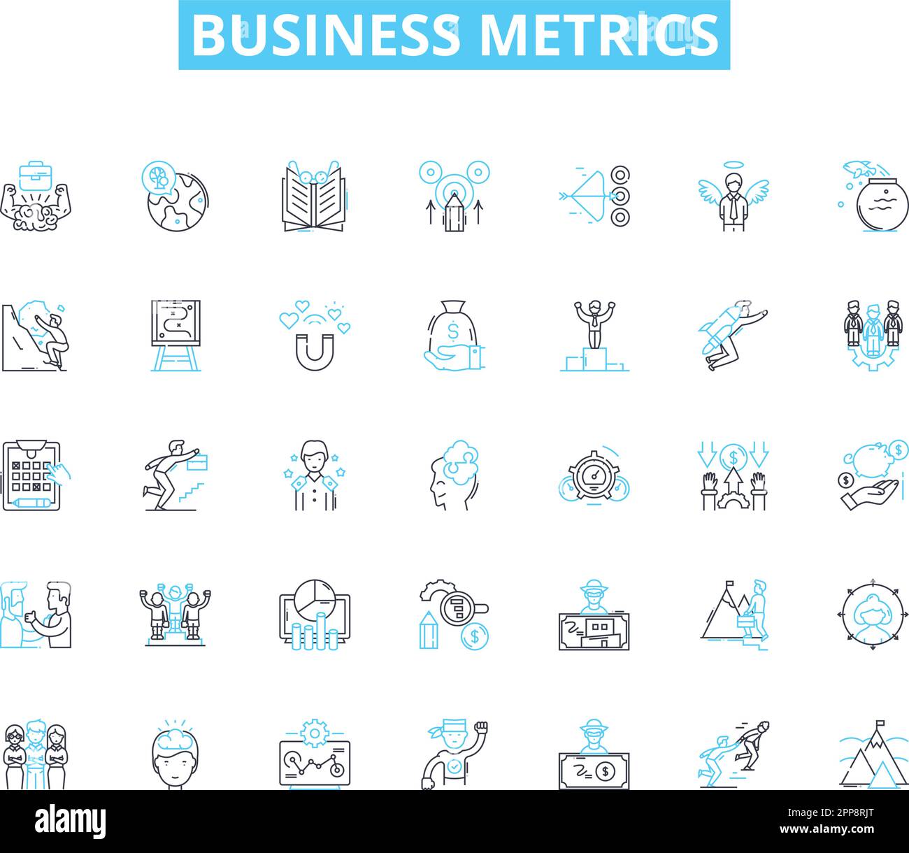 Business Metrics Linear Icons Set Kpi Performance Analytics