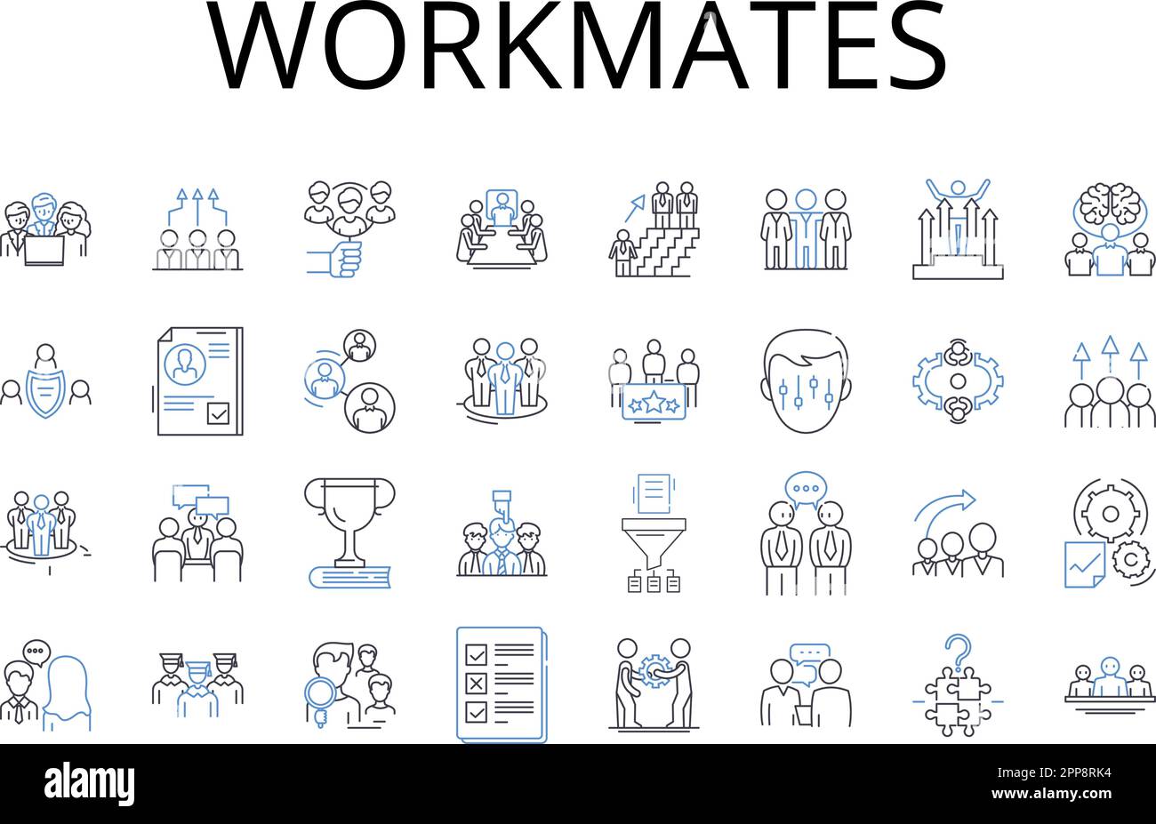Workmates line icons collection. Colleagues, Comrades, Peers, Partners ...