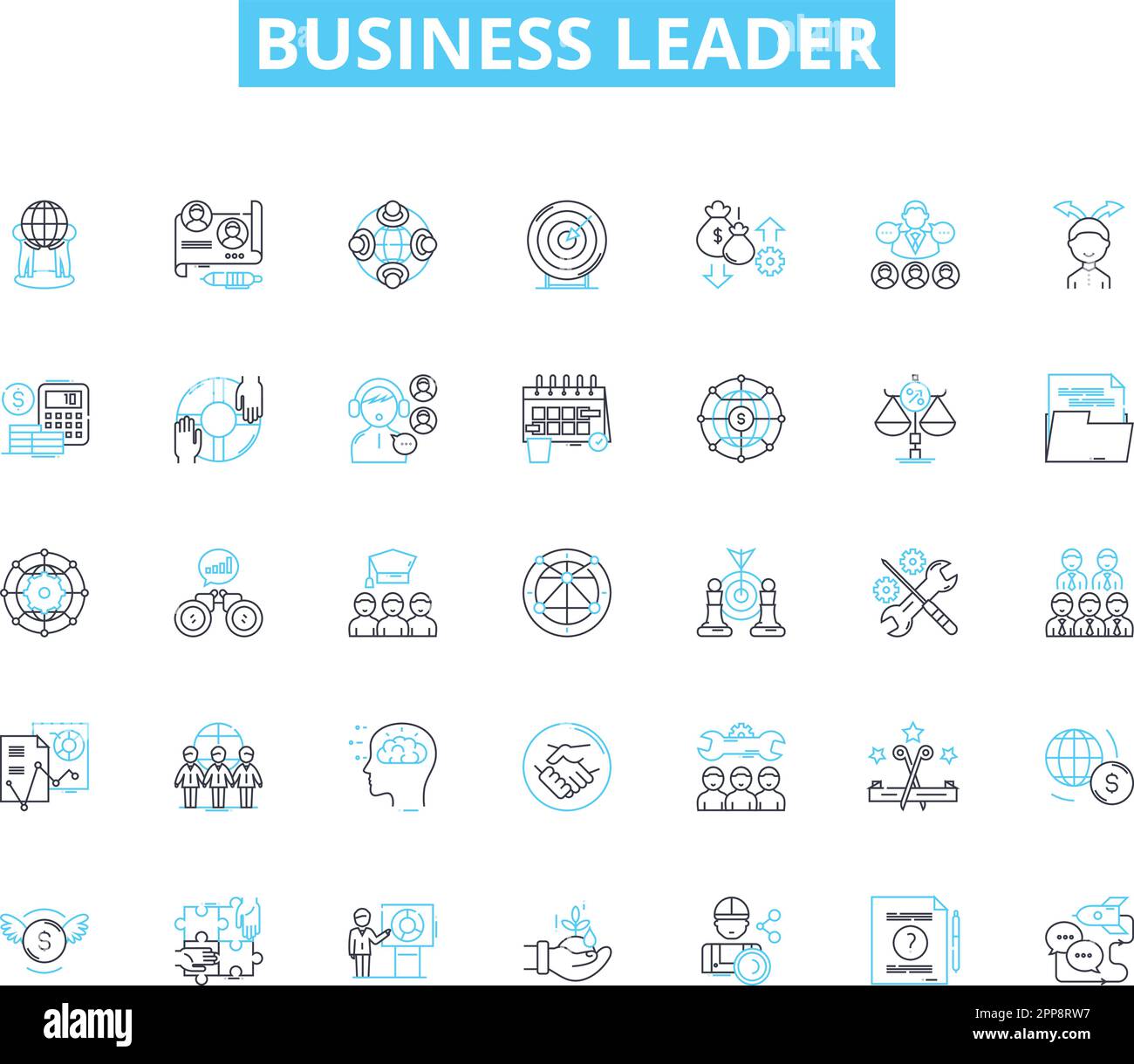 business Leader linear icons set. Visionary, Innovative, Strategic ...