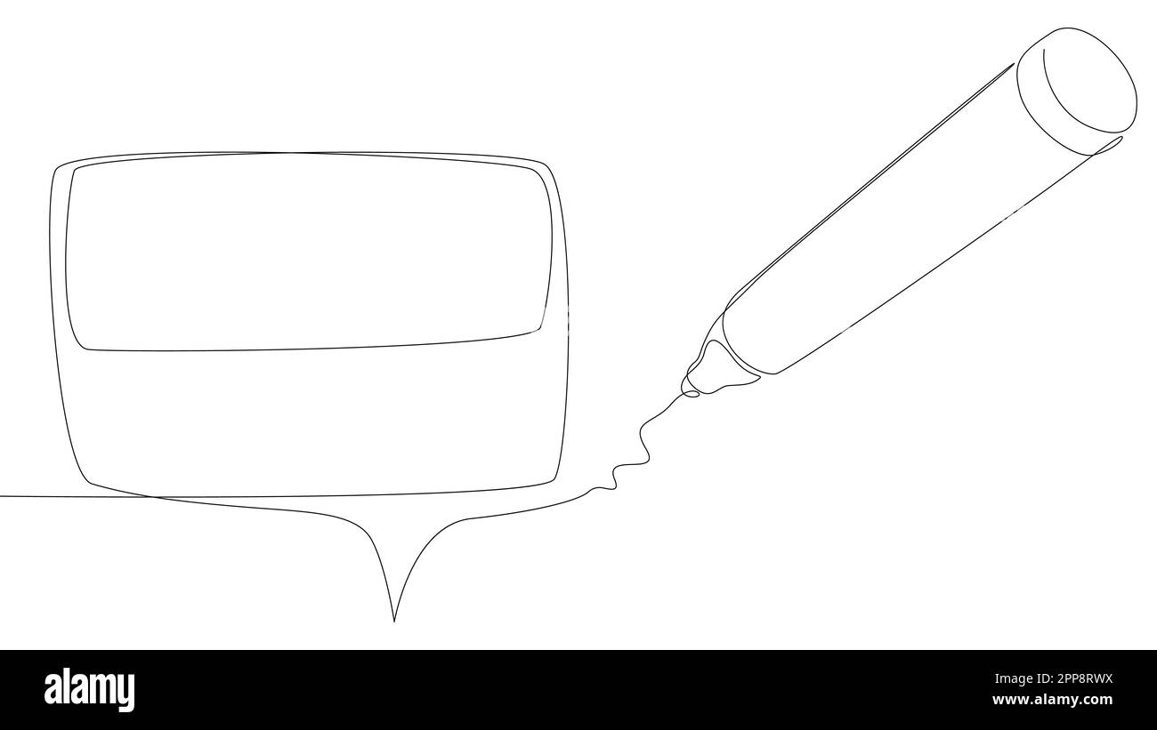 One Continuous Line Of Speech Bubble Drawn By With Felt Tip Pen Thin