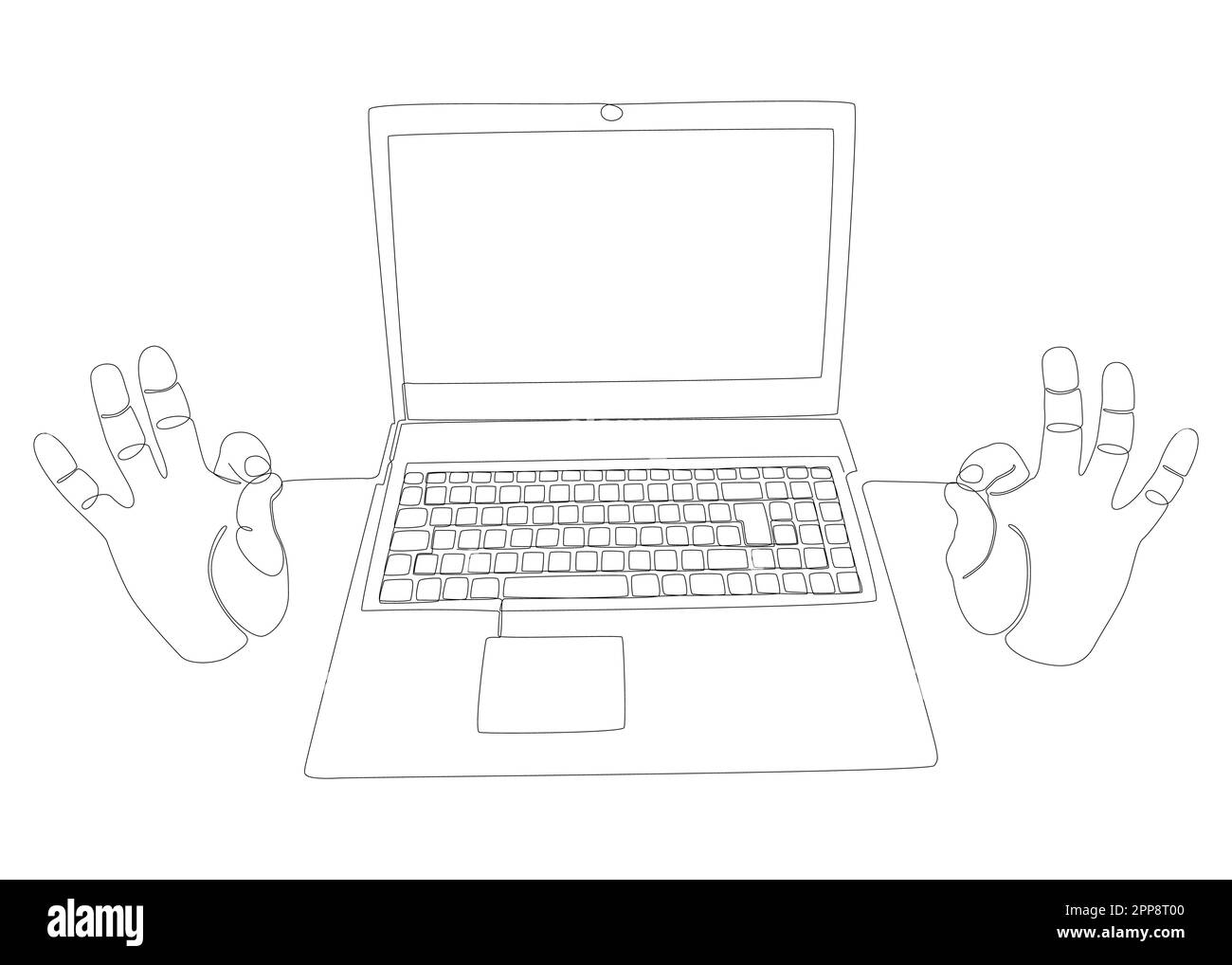 Hand holding open laptop Stock Vector Images - Alamy