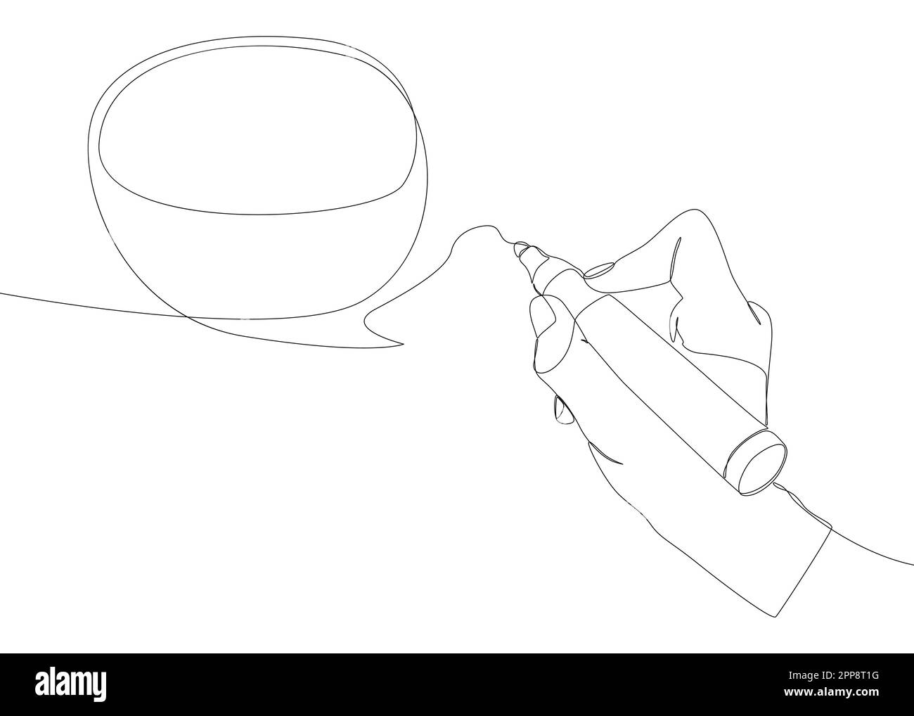 One Continuous Line Of Speech Bubble Drawn By With Felt Tip Pen Thin