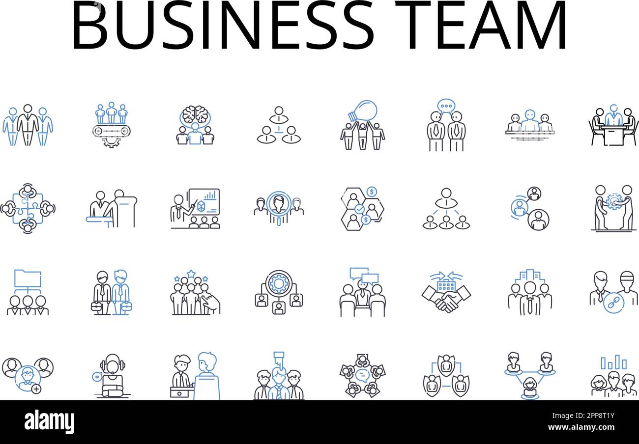 Business team line icons collection. Management group, Office staff ...