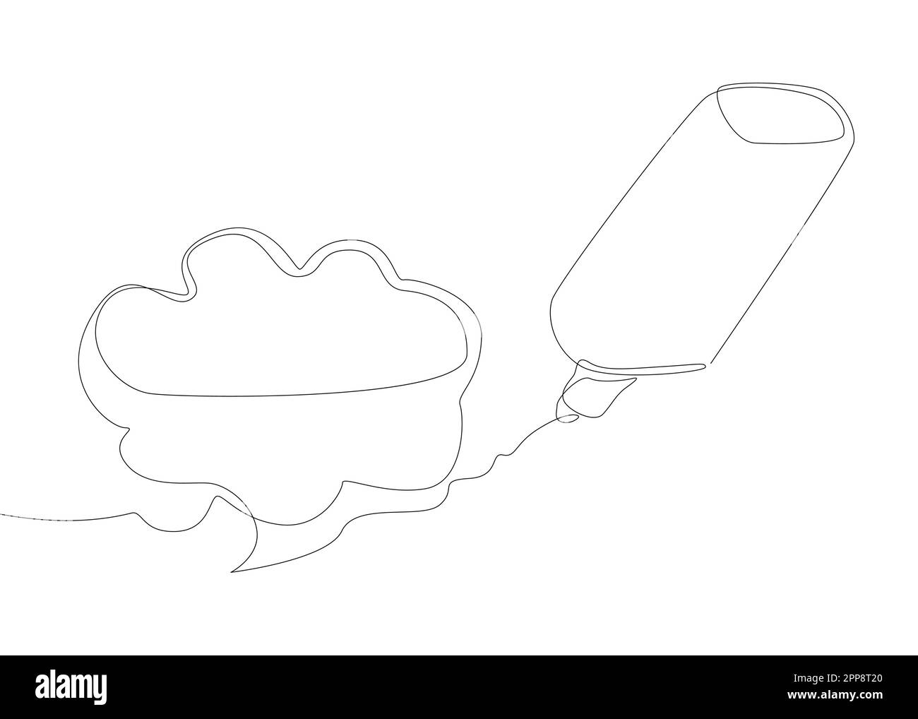 One Continuous Line Of Speech Bubble Drawn By With Felt Tip Pen Thin