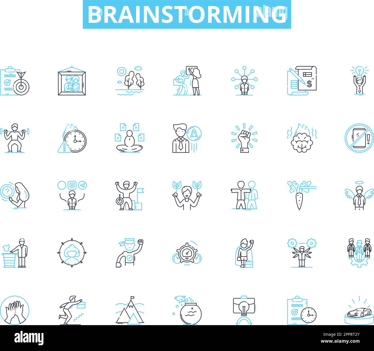 Brainstorming Linear Icons Set Ideation Creativity Innovation