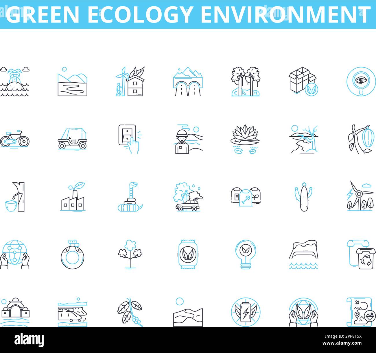 Green Ecology Environment Linear Icons Set Sustainability Recycling