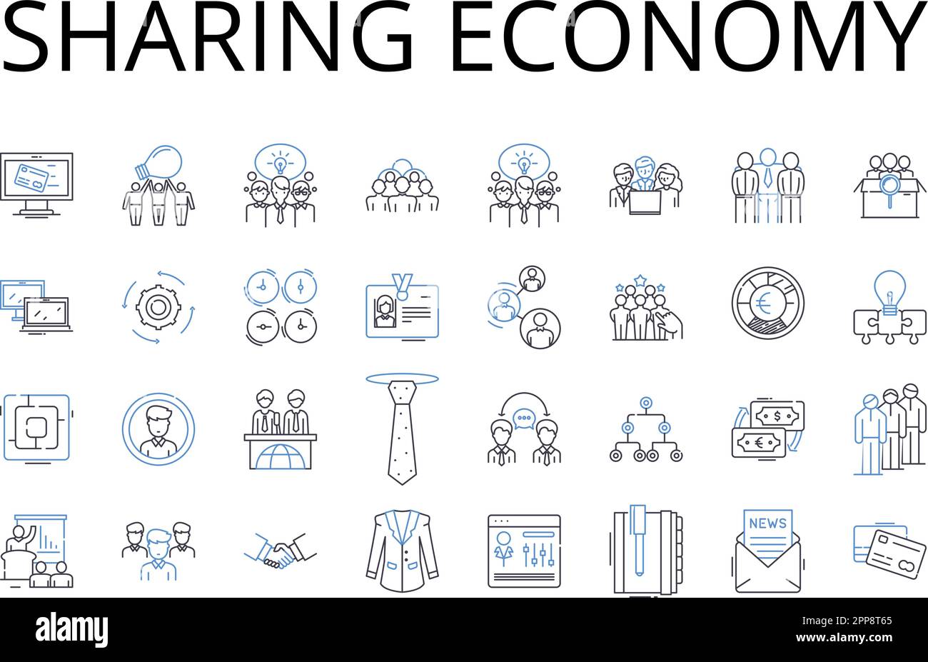 Sharing Economy line icons collection. Gig Economy, Collaborative Consumption, Peer-to-Peer ...