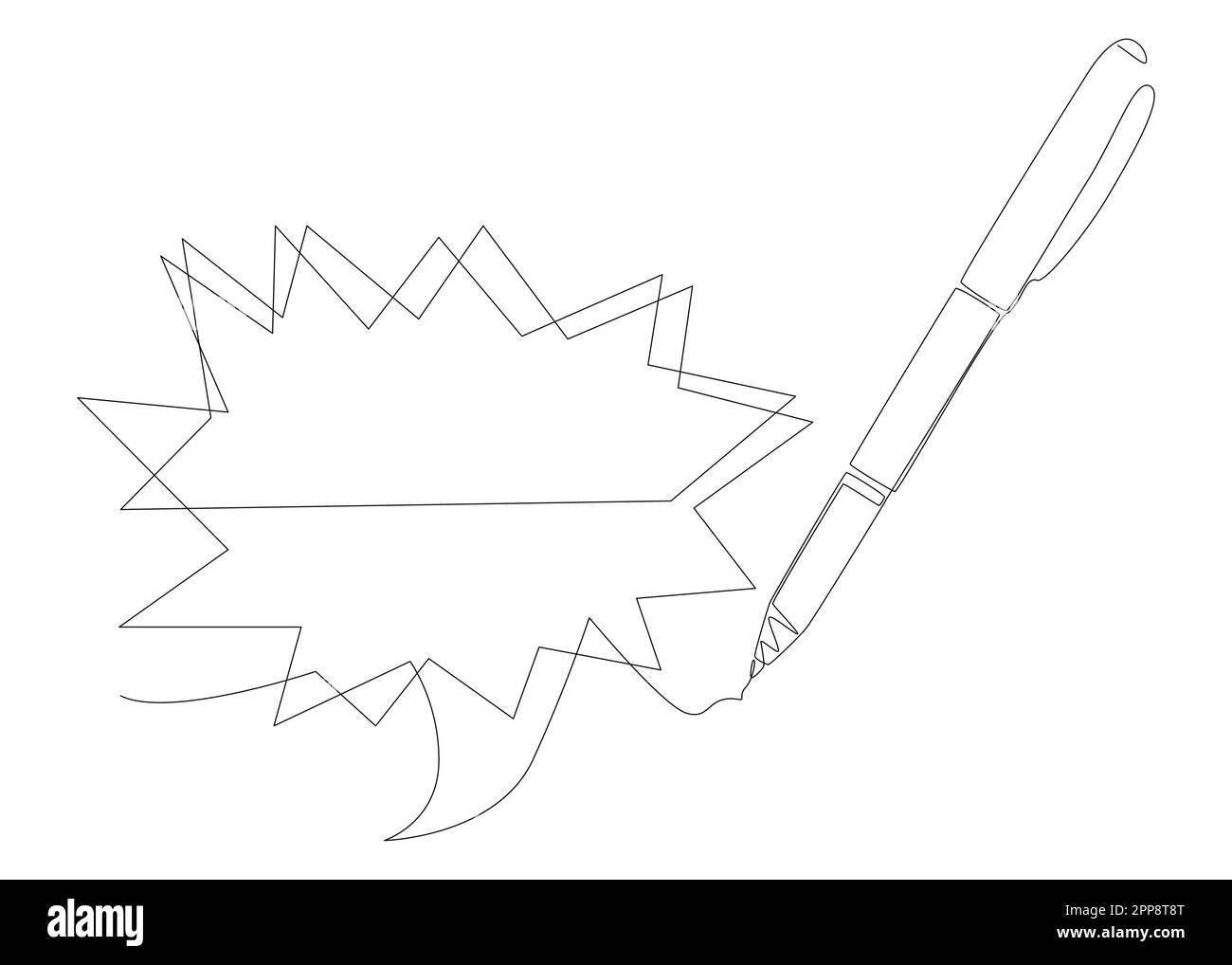 One Continuous Line Of Speech Bubble Drawn By With Felt Tip Pen Thin Line Illustration Vector