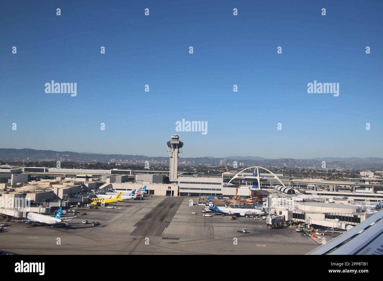 The airport control tower is a tall structure where air traffic ...