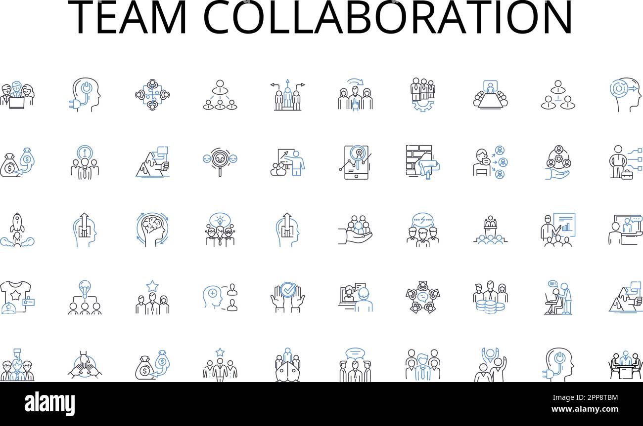 Team collaboration line icons collection. Booming, Competitive ...