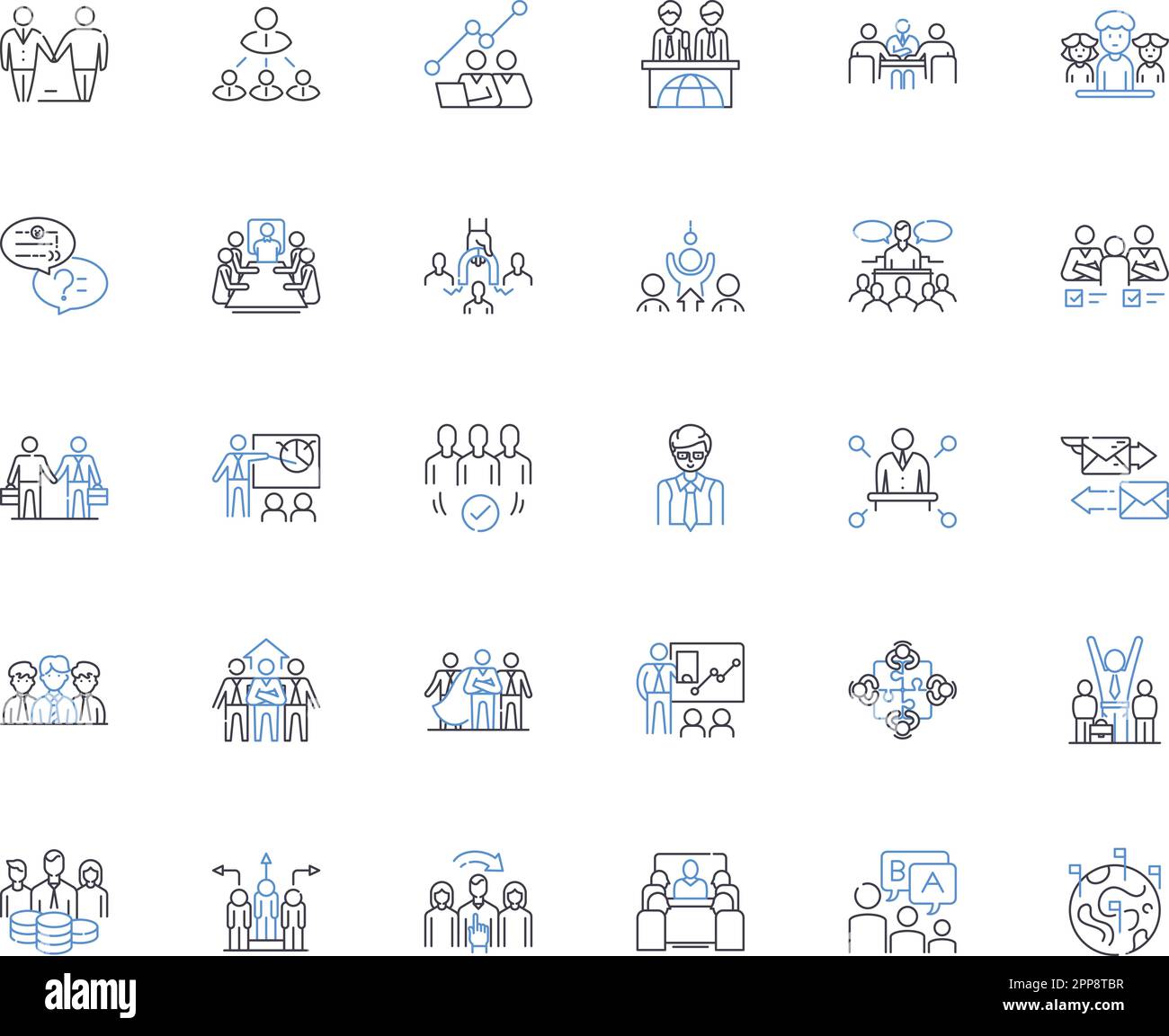 Gathering of leaders line icons collection. Summit, Assembly, Caucus ...