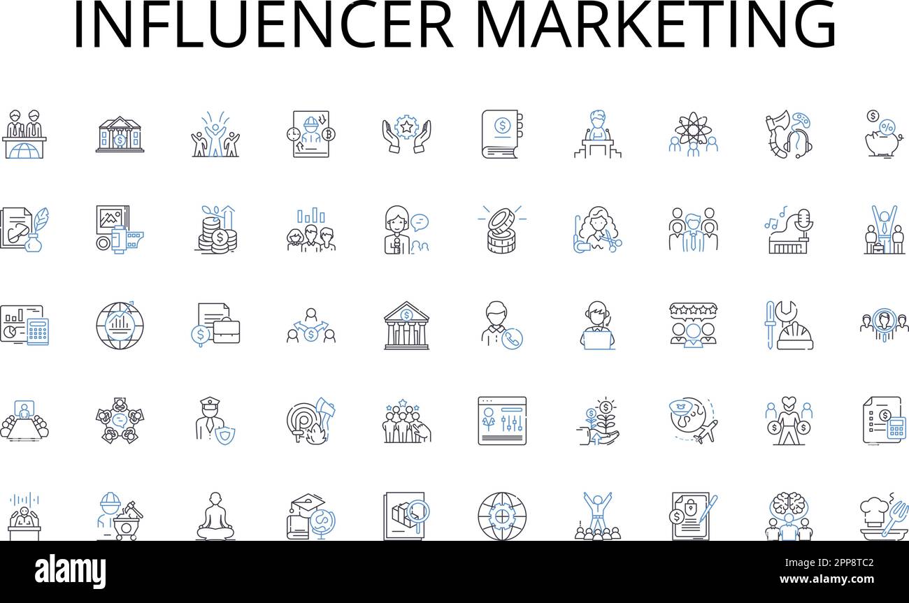 Influencer Marketing line icons collection. Forecasting, Recruitment ...