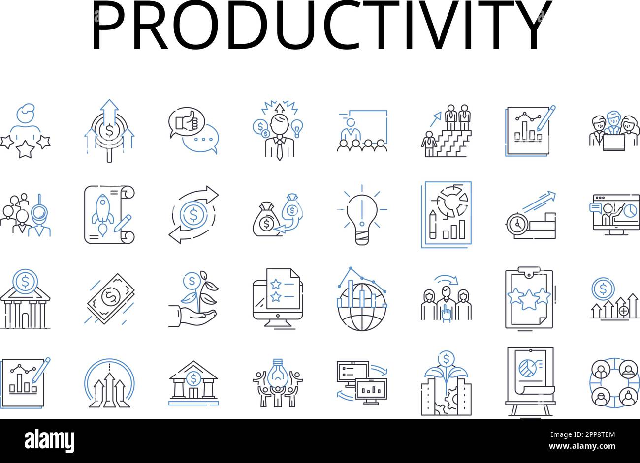 Productivity Line Icons Collection Efficiency Efficacy Effectiveness