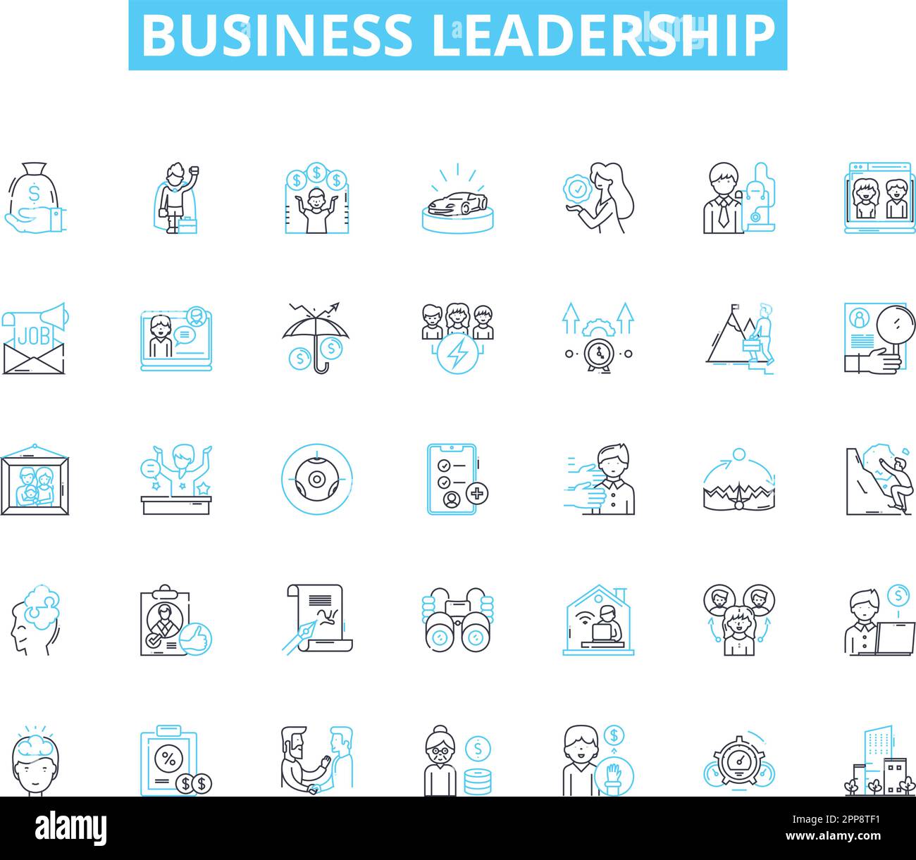 Business Leadership linear icons set. Visionary, Decisive, Innovative ...