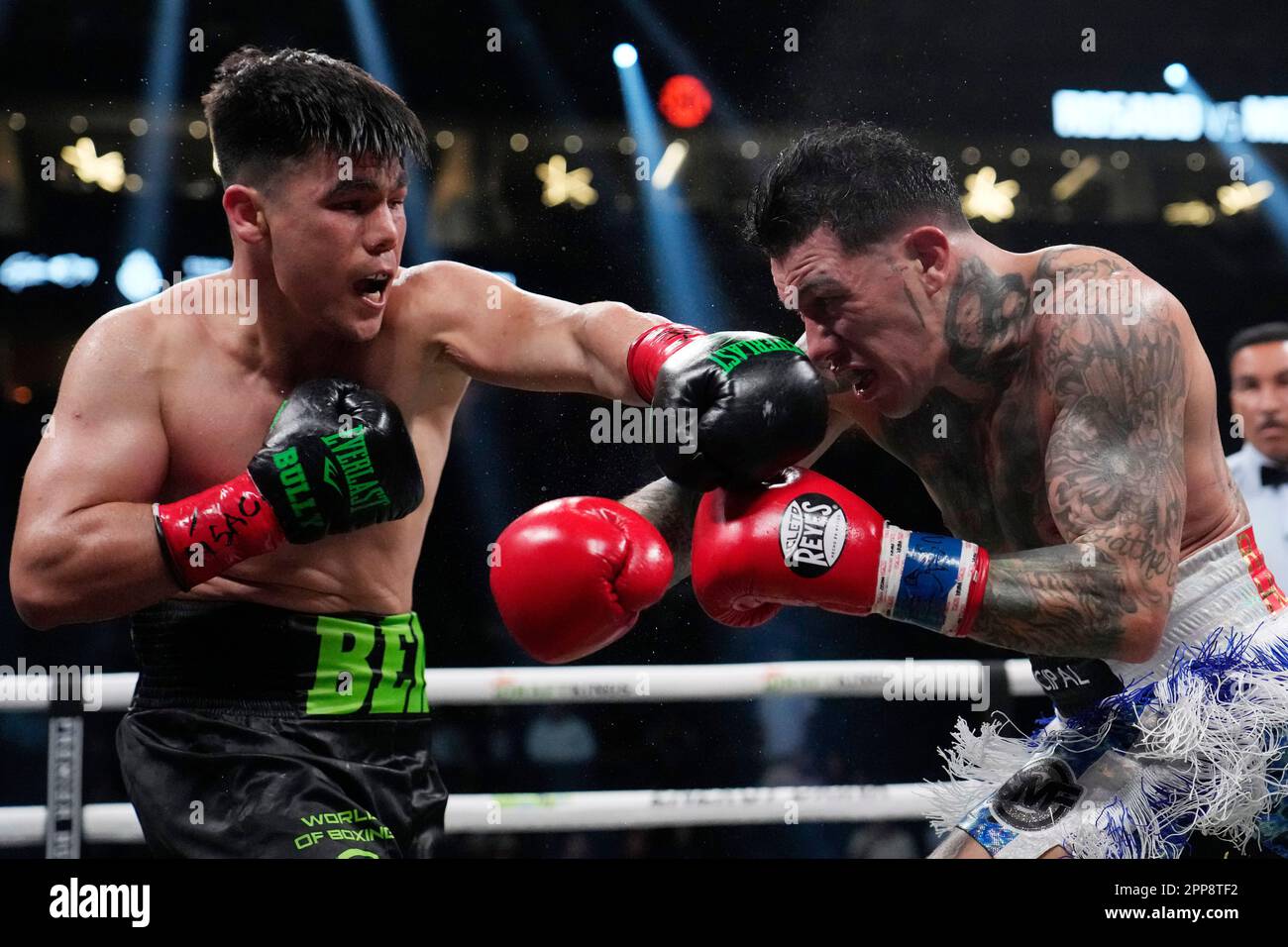 Bektemir Melikuziev hits Gabriel Rosado during their super middleweight ...